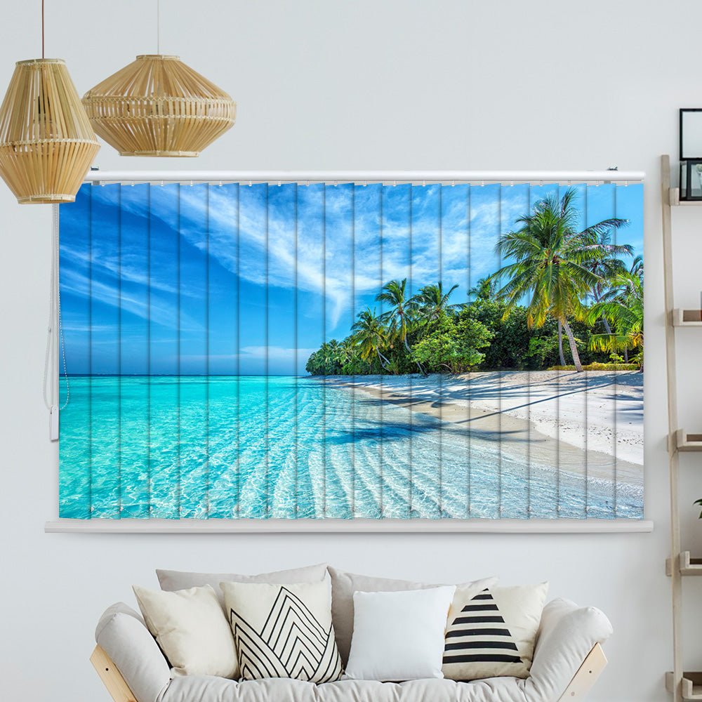 Lamellenvorhang Motiv "Malediven Strand Palmen" - La-Melle.de